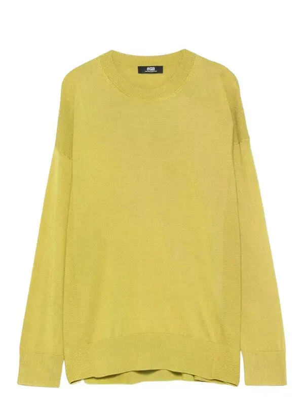 Alpha Studio Crew Neck Sweater With Side Slits - Green
