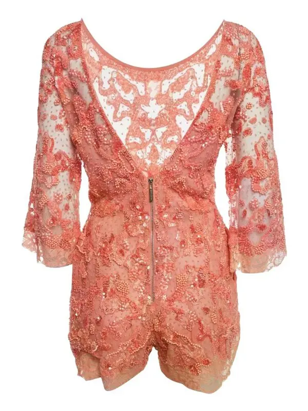 Elie Saab Embellished Lace-trim Playsuit - Pink