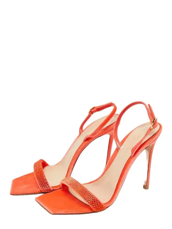 GIANVITO ROSSI Britney Crystal-embellished Slingback Sandals - Red
