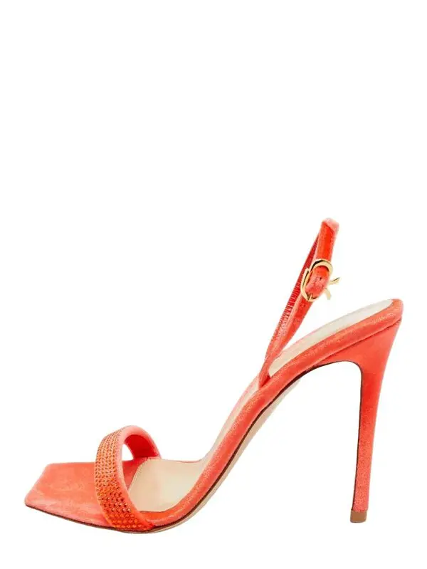 GIANVITO ROSSI Britney Crystal-embellished Slingback Sandals - Red