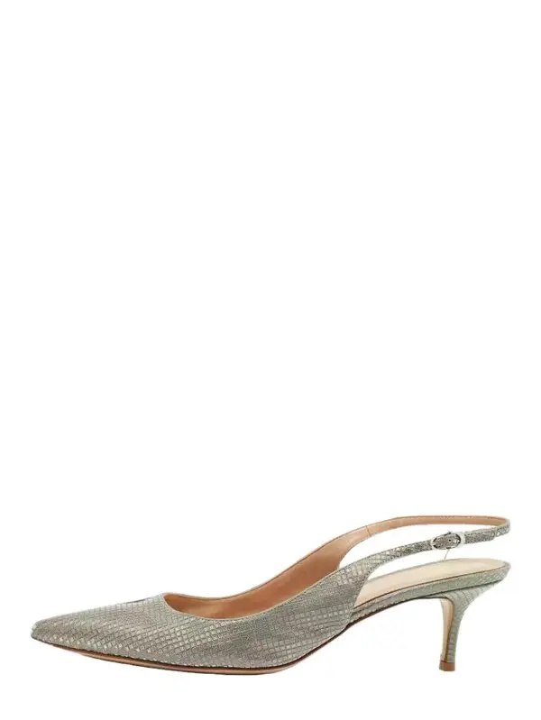 GIANVITO ROSSI Glitter Finish Pointed Toe Slingback Pumps - Grey