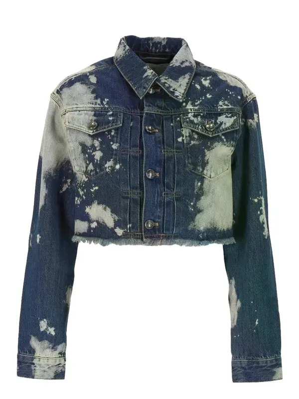 VIVIENNE WESTWOOD Bleach-wash Cropped Denim Jacket - Blue