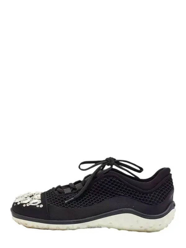 Miu Miu Crystal Embellished Mesh Sneakers - Black