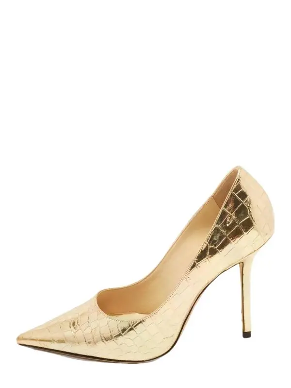 JIMMY CHOO Leather Pointed Toe Stiletto Pumps - Gold