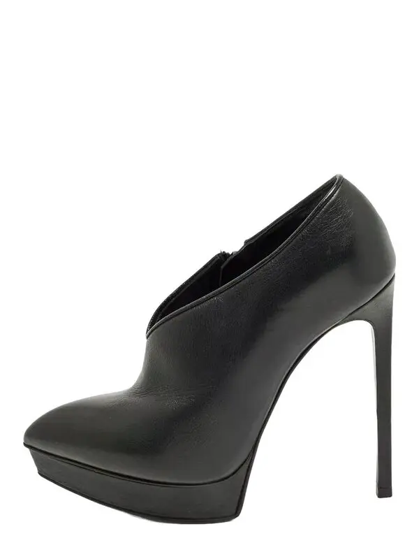 Saint Laurent Leather Zip Up Ankle Boots - Black