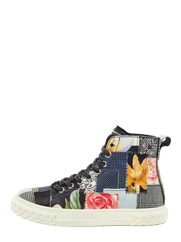 GIUSEPPE ZANOTTI Patchwork Floral Print High-top Sneakers - Black
