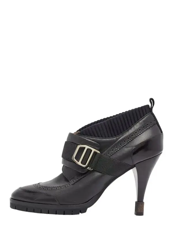 Hermès Leather Ankle Boots With Metal Buckle - Black