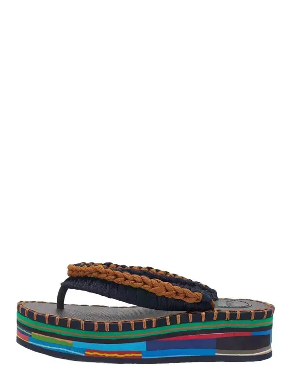 Chloé Braided Strap Platform Thong Flip-flops - Black