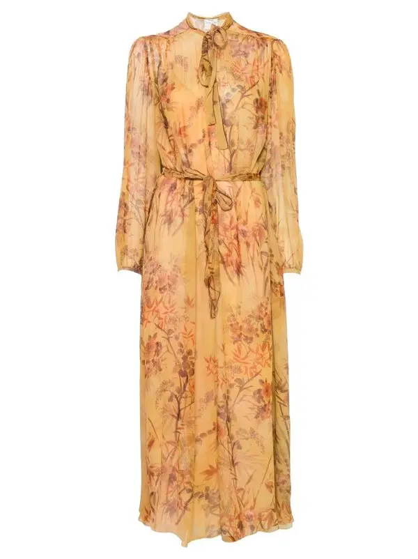 FORTE_FORTE Floral Print Tie-neck Maxi Dress - Yellow