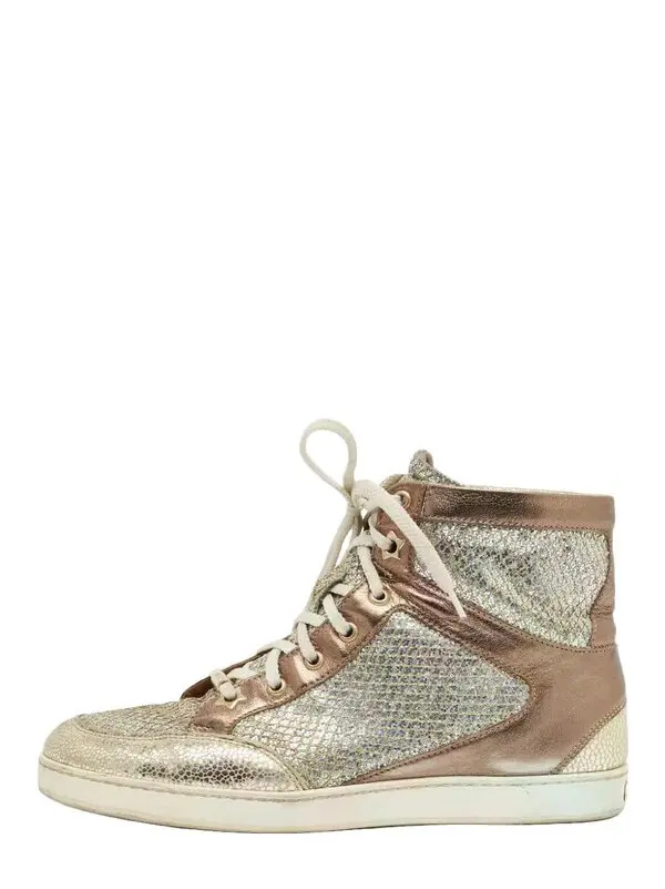JIMMY CHOO Glitter High-top Sneakers - Gold
