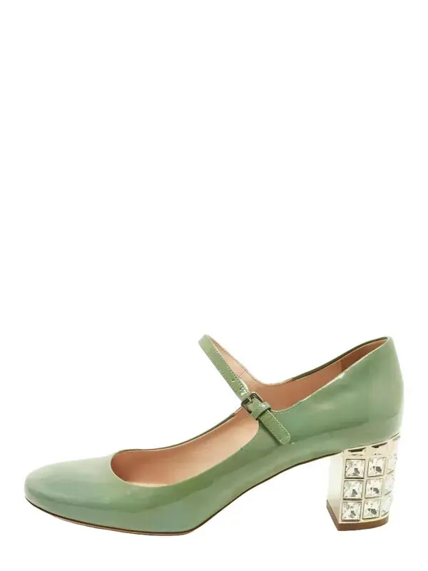 Miu Miu Mary Jane Crystal-embellished Pumps - Green