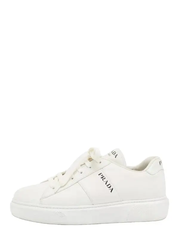 Prada Leather Logo Print Lace-up Sneakers - White