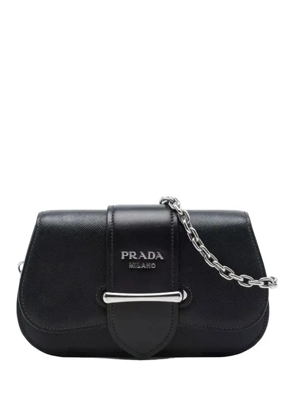 Prada Saffiano And City Calf Sidonie Crossbody Bag - Black