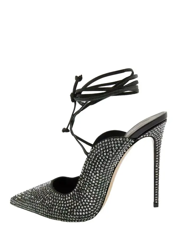 LE SILLA Ivy Ankle-wrap Pumps With Crystal Embellishment - Black