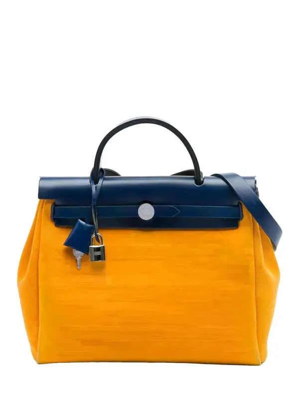 Hermès Toile Herbag Zip Retourne Verso 31 Satchel - Orange