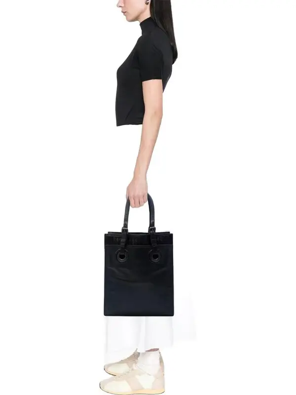Bottega Veneta 2012-2026 Intrecciato Trimmed Leather Oculus Tote Satchel - Black