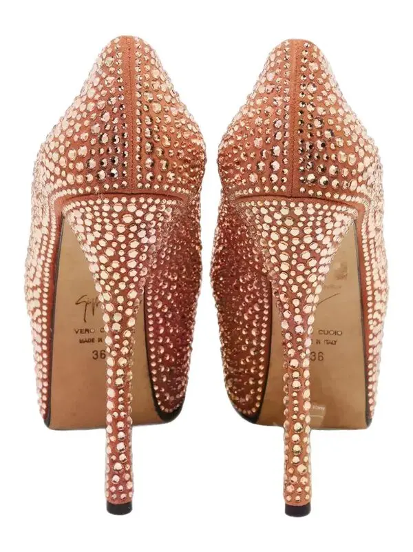 GIUSEPPE ZANOTTI Liza Crystal-embellished Peep-toe Platform Pumps - Orange