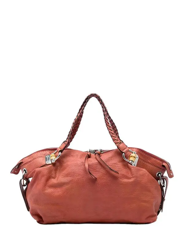 Gucci Leather Bamboo Bar Tote Bag - Orange