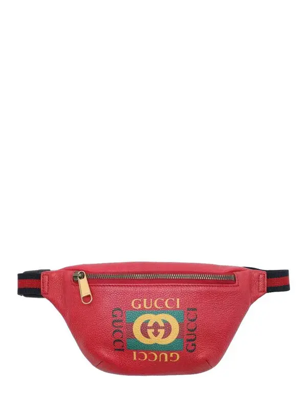 Gucci Grained Calfskin Web Logo Belt Bag - Red