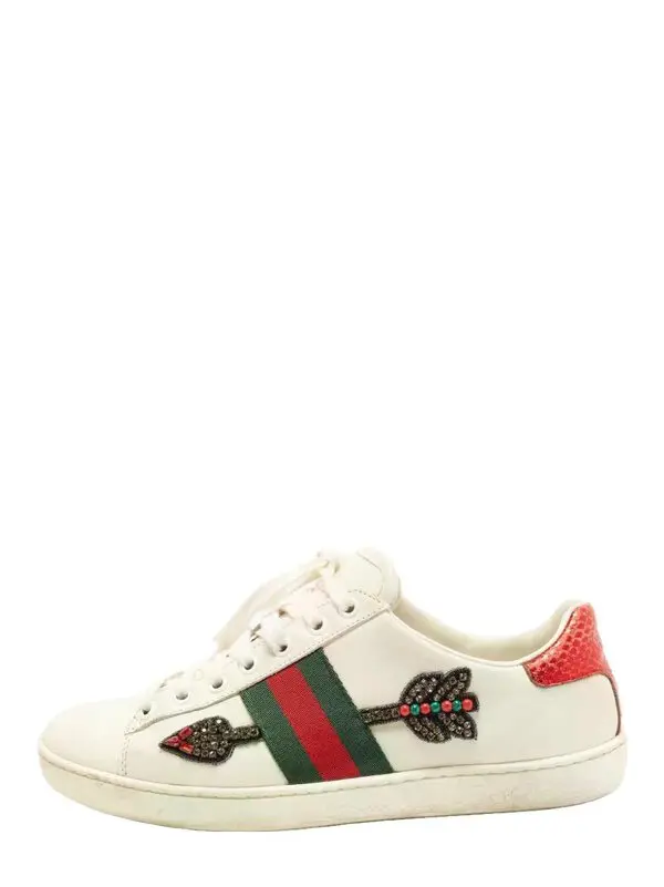 Gucci Ace Low-top Sneakers With Crystal Embellishments - White