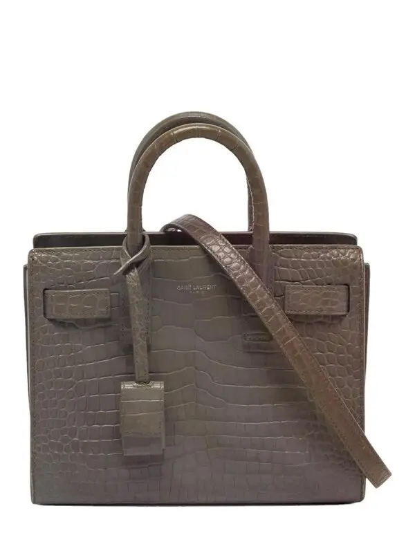 Saint Laurent Sac De Jour Crocodile-embossed Tote Bag - Grey