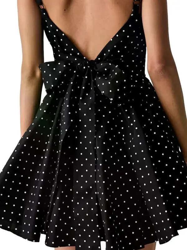Bardot Coletta Polka-dot Mini Dress With Bow Detail - Black