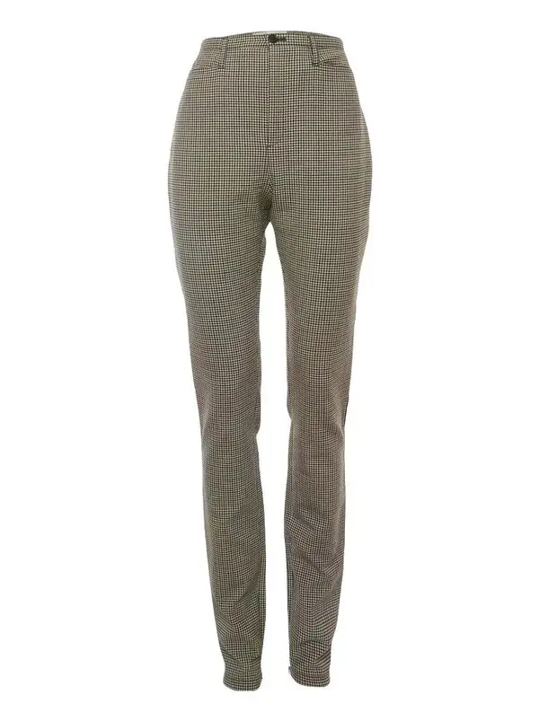 Balenciaga Plaid Ankle Zip Trousers - Neutrals