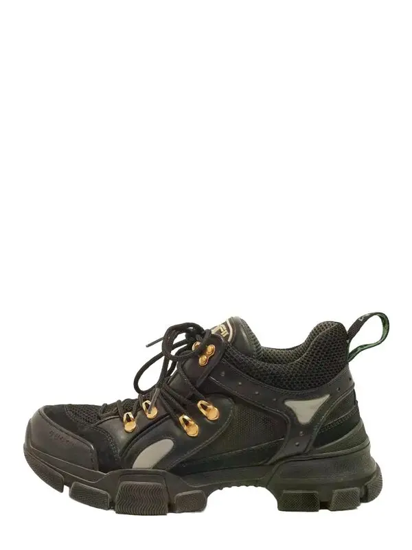 Gucci Flashtrek Lace-up Sneakers With Gold-tone Hardware - Black
