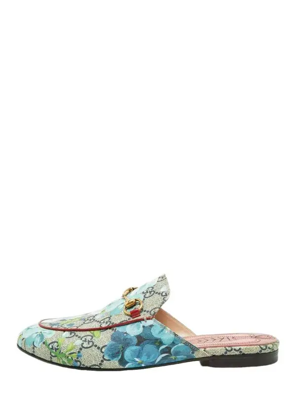Gucci Princetown Gg Blooms Canvas Mules - Blue