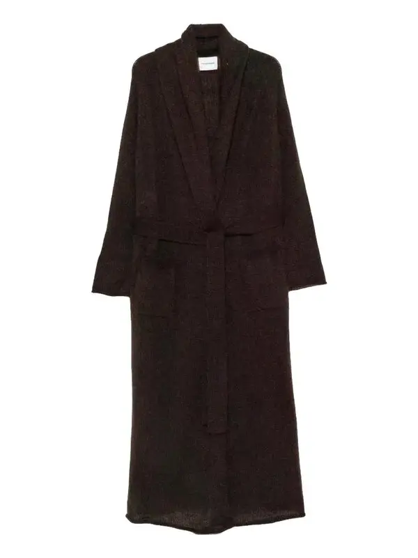 Andamane Belted Shawl-collar Cardigan - Brown