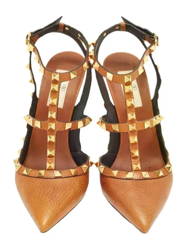 Valentino Garavani Rockstud Ankle Strap Pumps - Brown