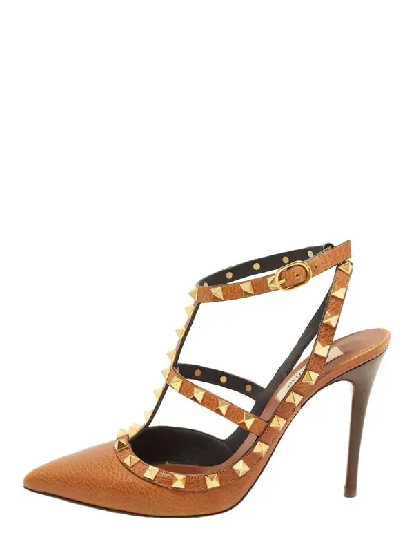 Valentino Garavani Rockstud Ankle Strap Pumps - Brown