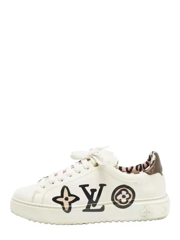 LOUIS VUITTON Time Out Sneakers With Animal Print Logo - White