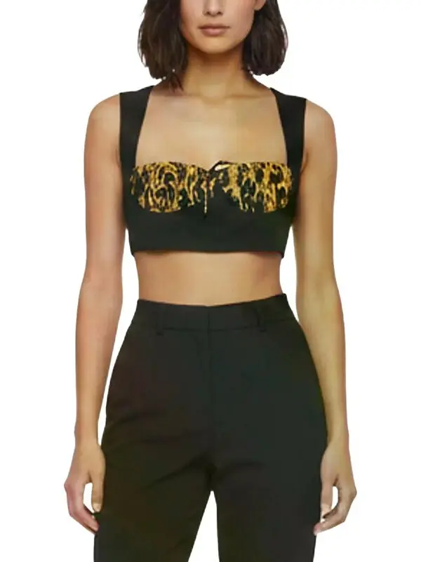Versace Barocco Print Bustier Top - Black