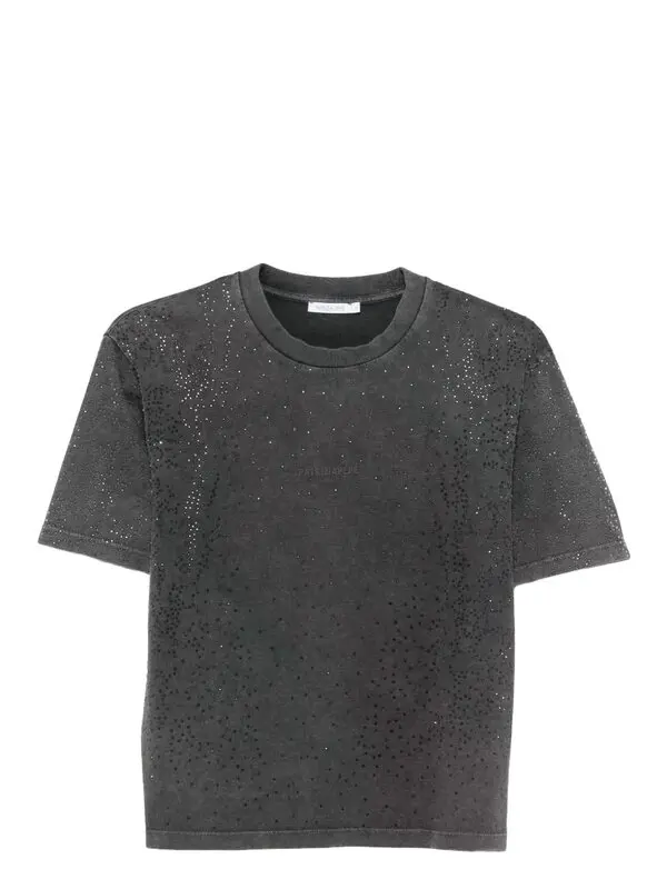 Patrizia Pepe Rhinestone Embellished Acid Wash T-shirt - Grey