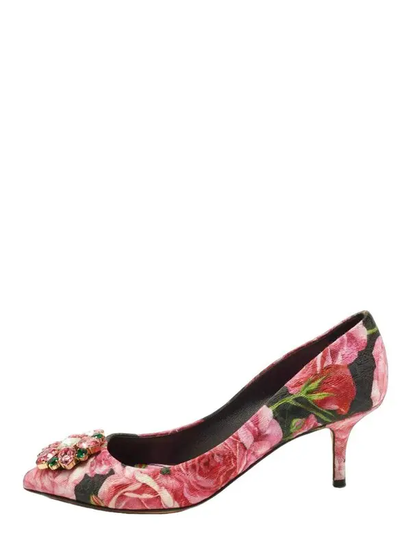 Dolce & Gabbana Bellucci Crystal-embellished Floral Brocade Pumps - Pink