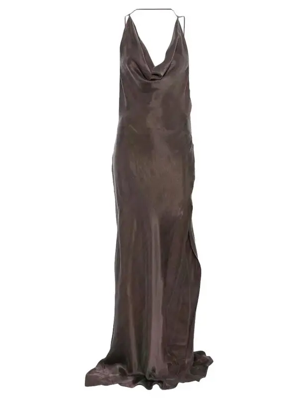 Andamane Cowl Neck Backless Maxi Dress - Brown