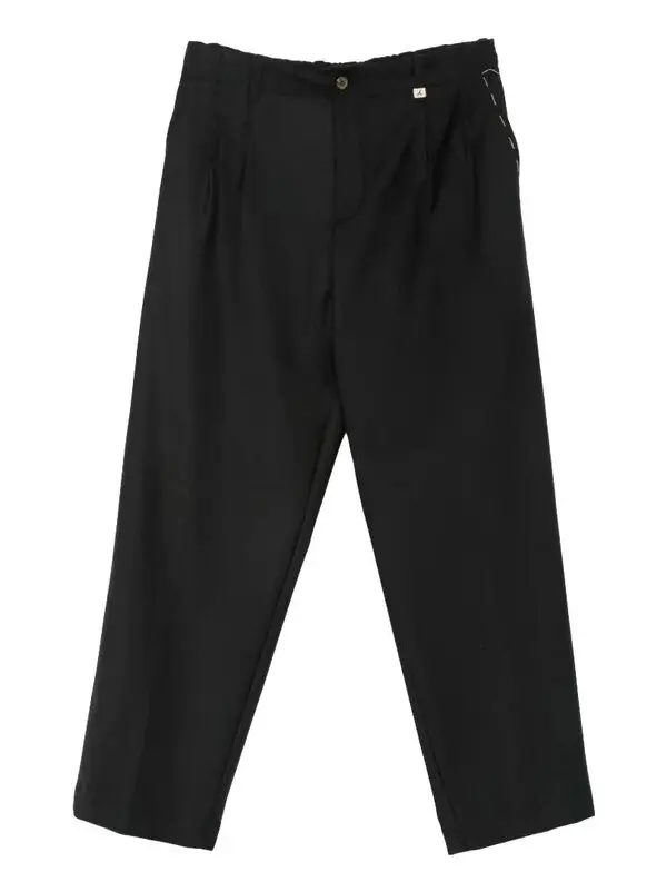 MYTHS Pleated-front Straight-leg Trousers - Black