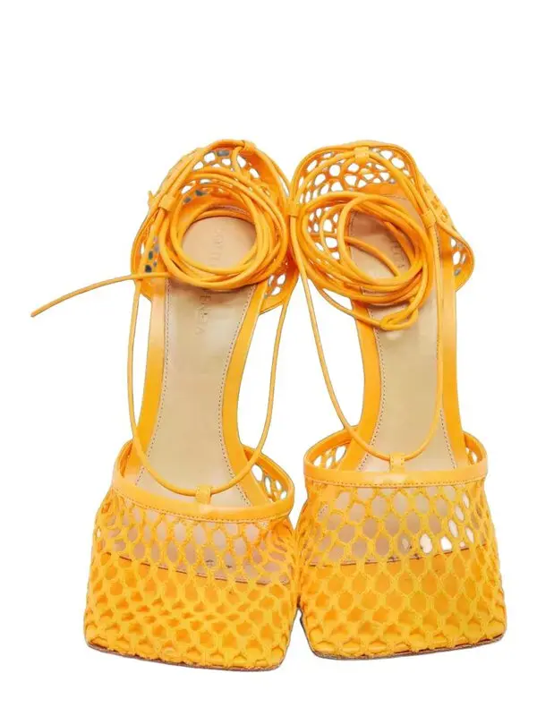 Bottega Veneta Stretch Square-toe Sandals With Tie Fastening - Orange