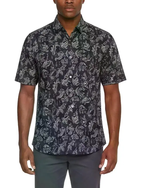 LANVIN Koi-fish Printed Short-sleeved Shirt - Blue