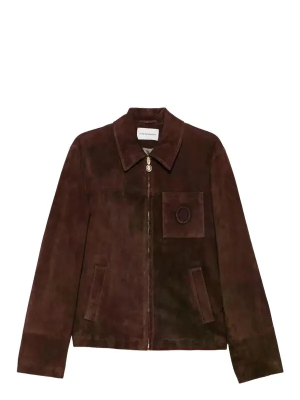 Drole De Monsieur Suede Logo-patch Jacket - Brown