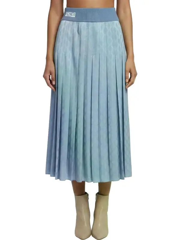 Fendi Jacquard Pleated Midi Skirt - Blue