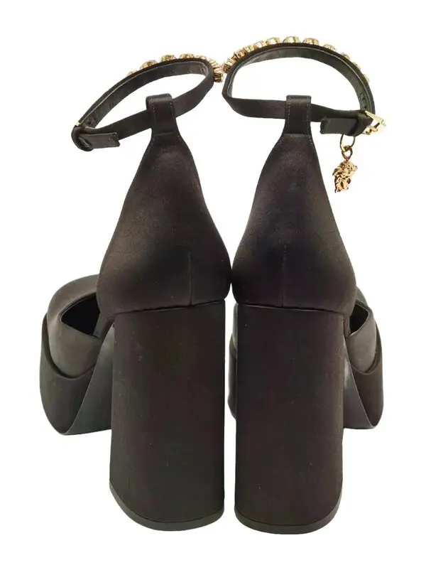 Versace Satin Crystal-embellished Platform Pumps - Black