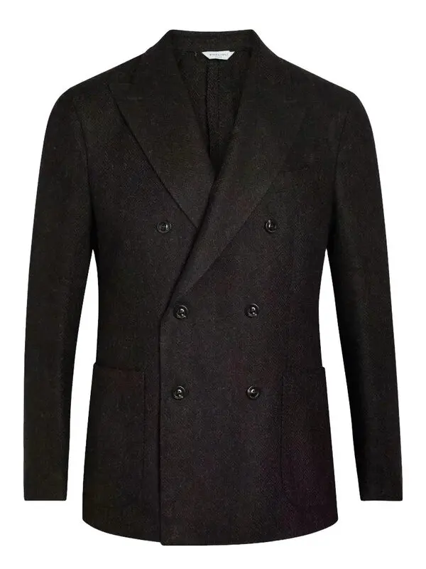 Boglioli Double-breasted Herringbone Blazer - Brown