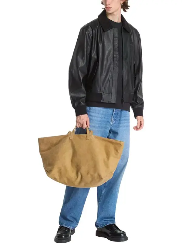 Calvin Klein Shearling Collar Faux-leather Bomber Jacket - Black