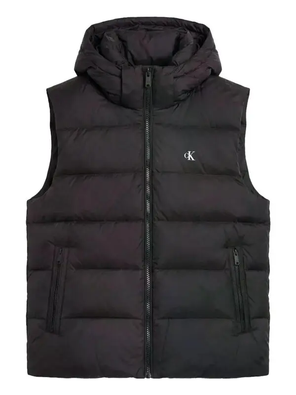 Calvin Klein Quilted Hooded Gilet - Black