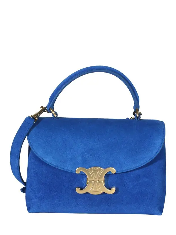 Celine Suede Calfskin Top Handle Bag - Blue