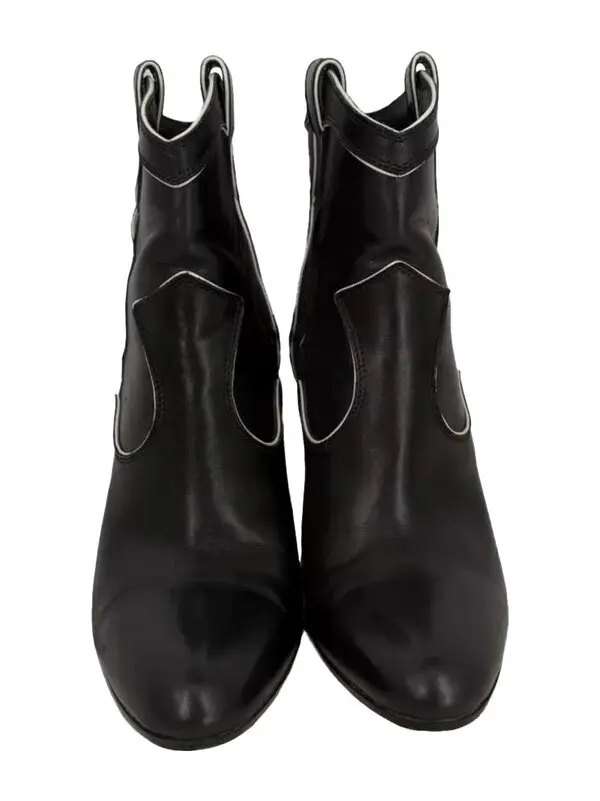 GIANVITO ROSSI Western Leather Ankle Boots - Black