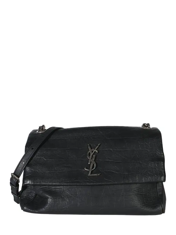 Saint Laurent Grained Calfskin West Hollywood Foldover Shoulder Bag - Black