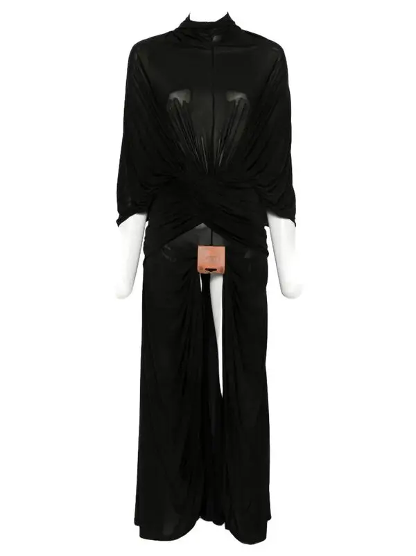 JEAN PAUL GAULTIER Draped Logo-patch Maxi Dress - Black